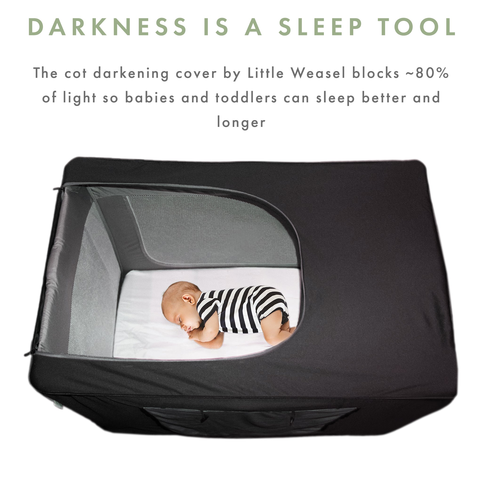 Camp Cot Darkening Cover for Baby and Toddler Sleep | Little Weasel ...
