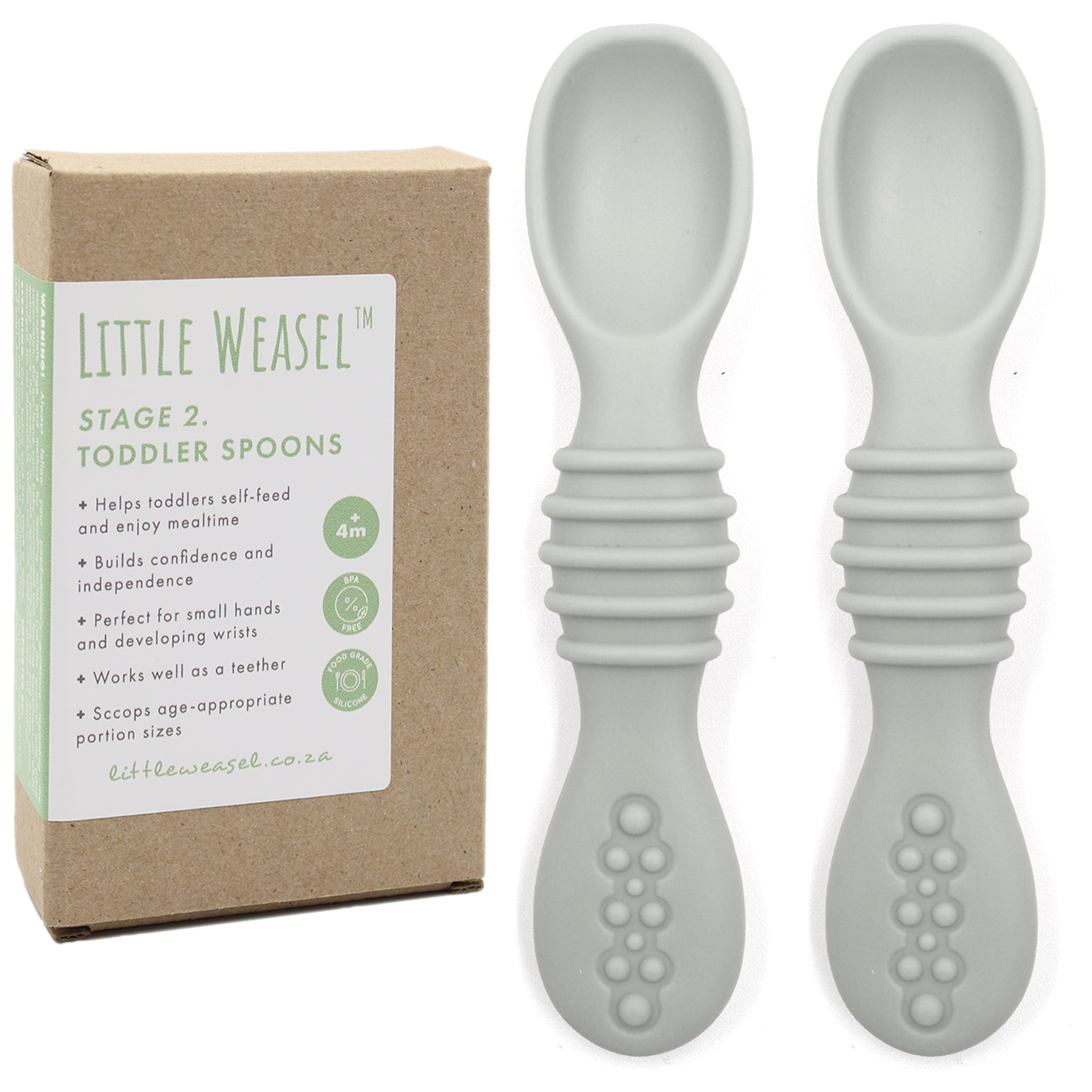 Stage 2 Toddler Training Spoons with Easy Grip – Little Weasel ZA